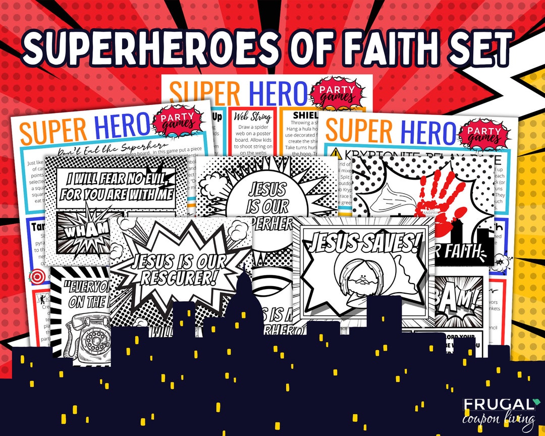 Superhero Group Games & Superheros of Faith Coloring Pages Bundle ...