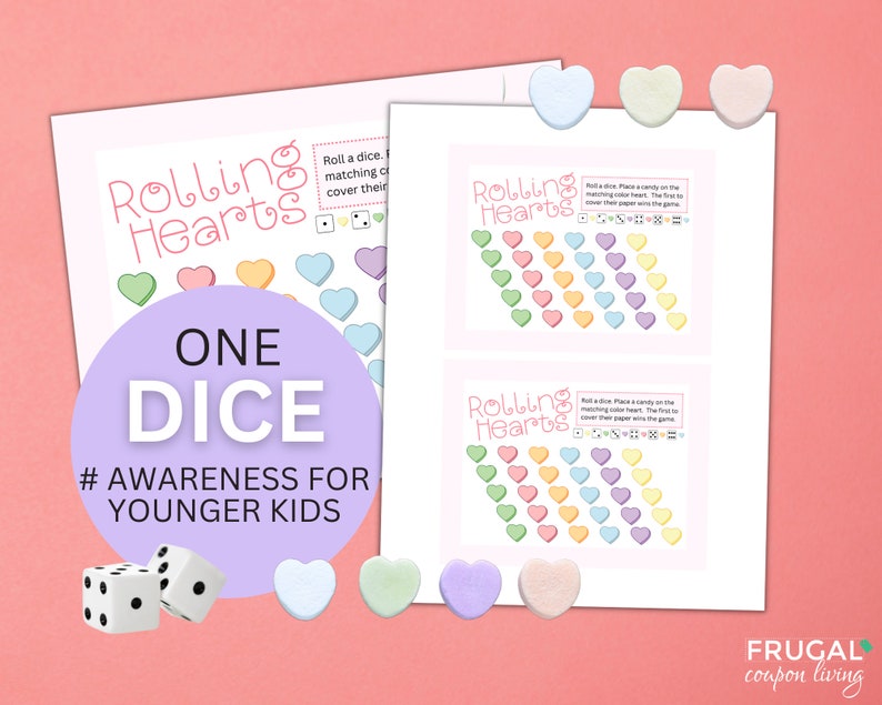 Valentine Conversation Hearts Candy Dice Game for Kids | Rolling Hearts ...