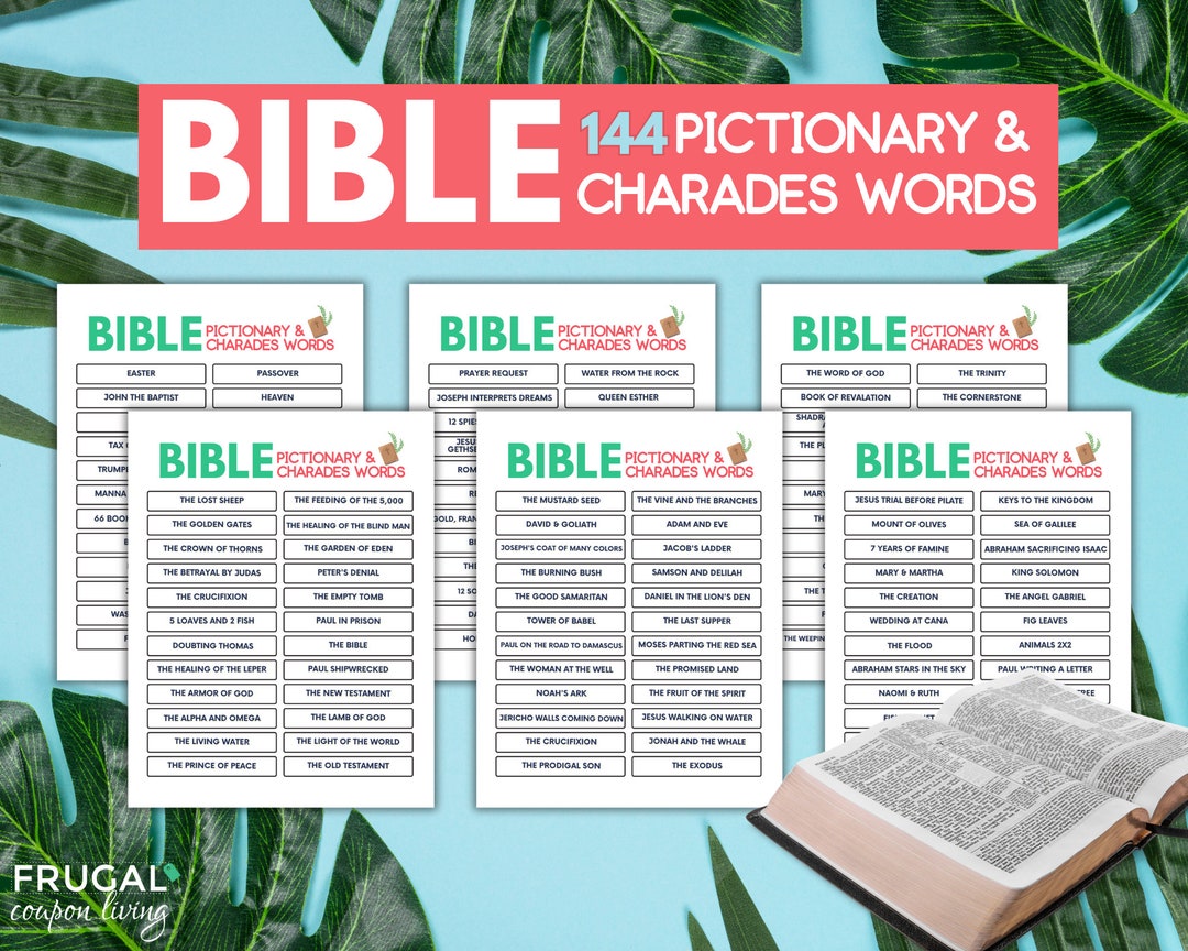 Bible Chardes Cards + Bible Pictionary Word List, Fun Ice Breaker ...