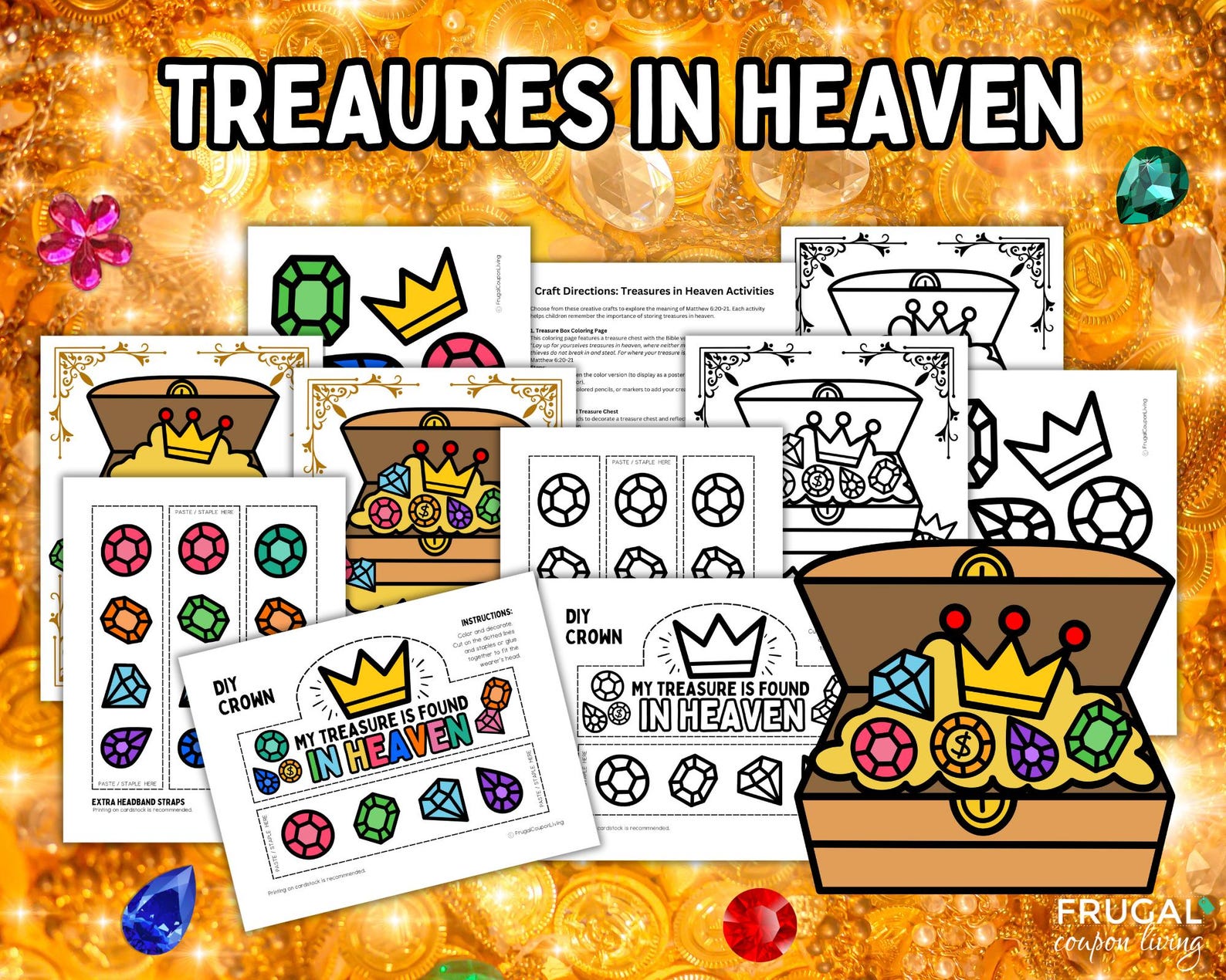 Treasures in Heaven Printable Craft Set, Heaven Craft Matthew 6:20-21 ...