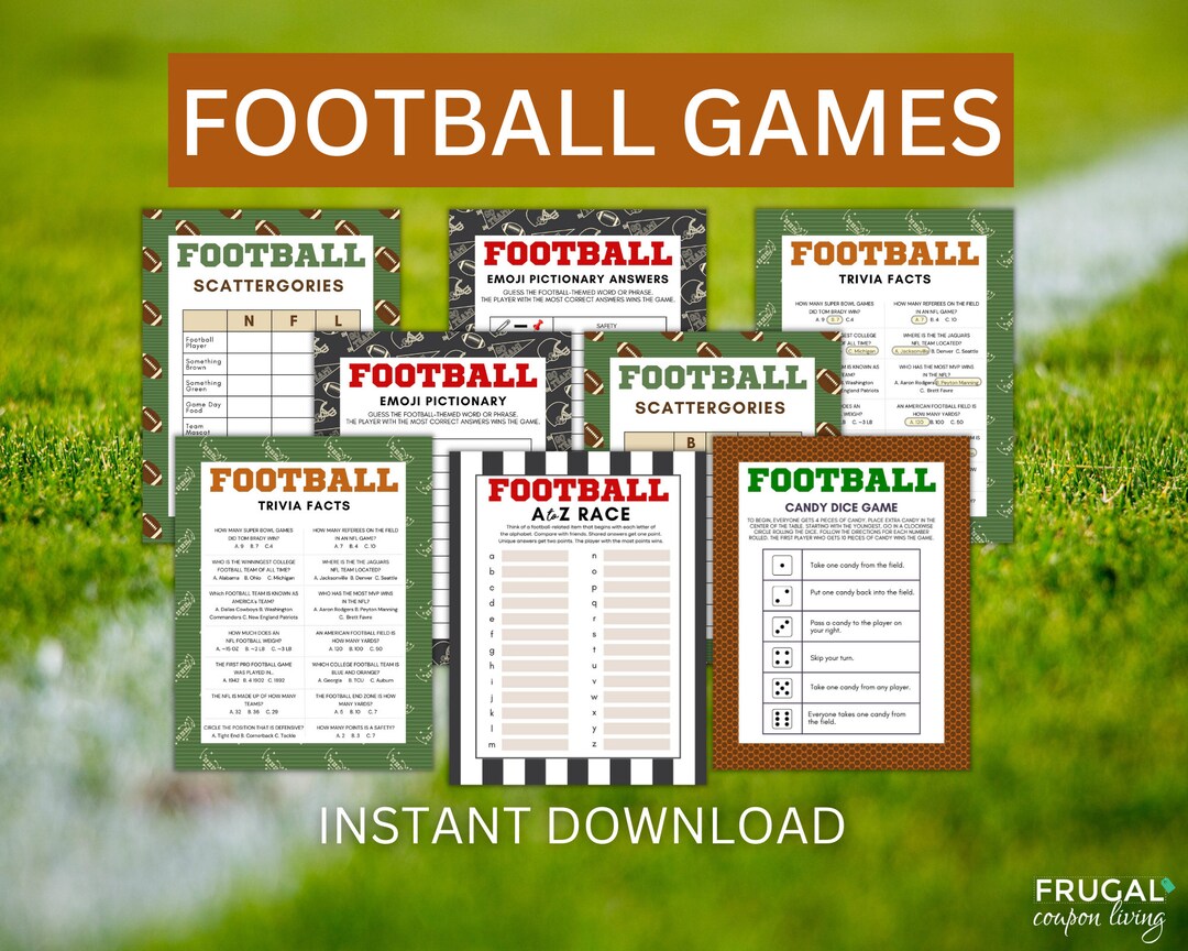 Football Games Printables | Dice Football Game, Football Trivia Game ...