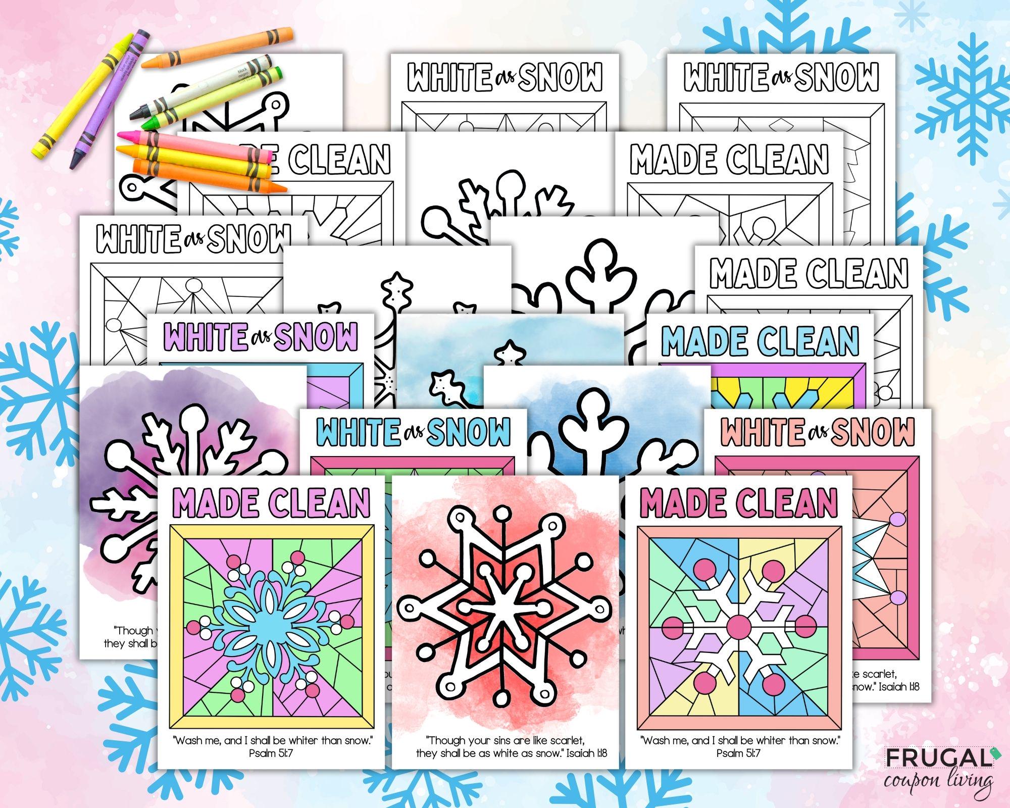 White as Snow Snowflake Bible Craft for Kids, Mosaic Coloring Pages on ...