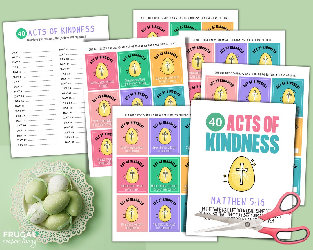 40 Days of Lent Countdown Calendar, Kids Easter Random Acts of Kindness ...