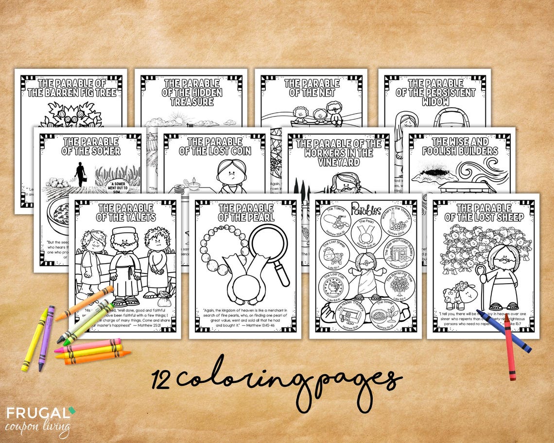 Parables of Jesus Coloring Pages, List of Jesus' 56 Parables in the ...