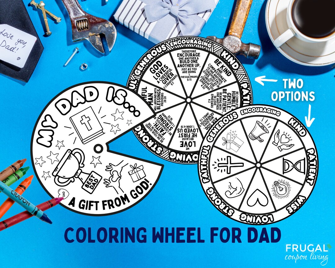 DIY Christian Father's Day Coloring Wheel Bible Craft for Kids, 8 Bible ...