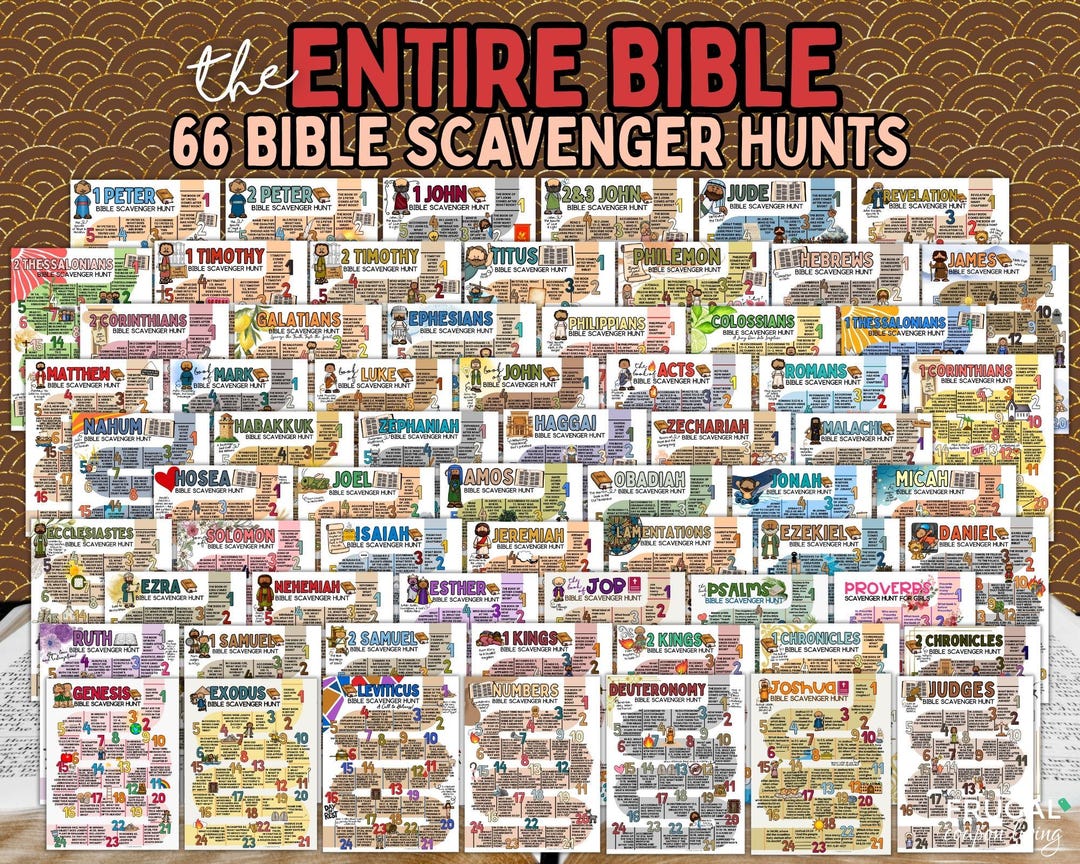Complete Bible Scavenger Hunt Bundle, Bible in a Year Activity, Full ...