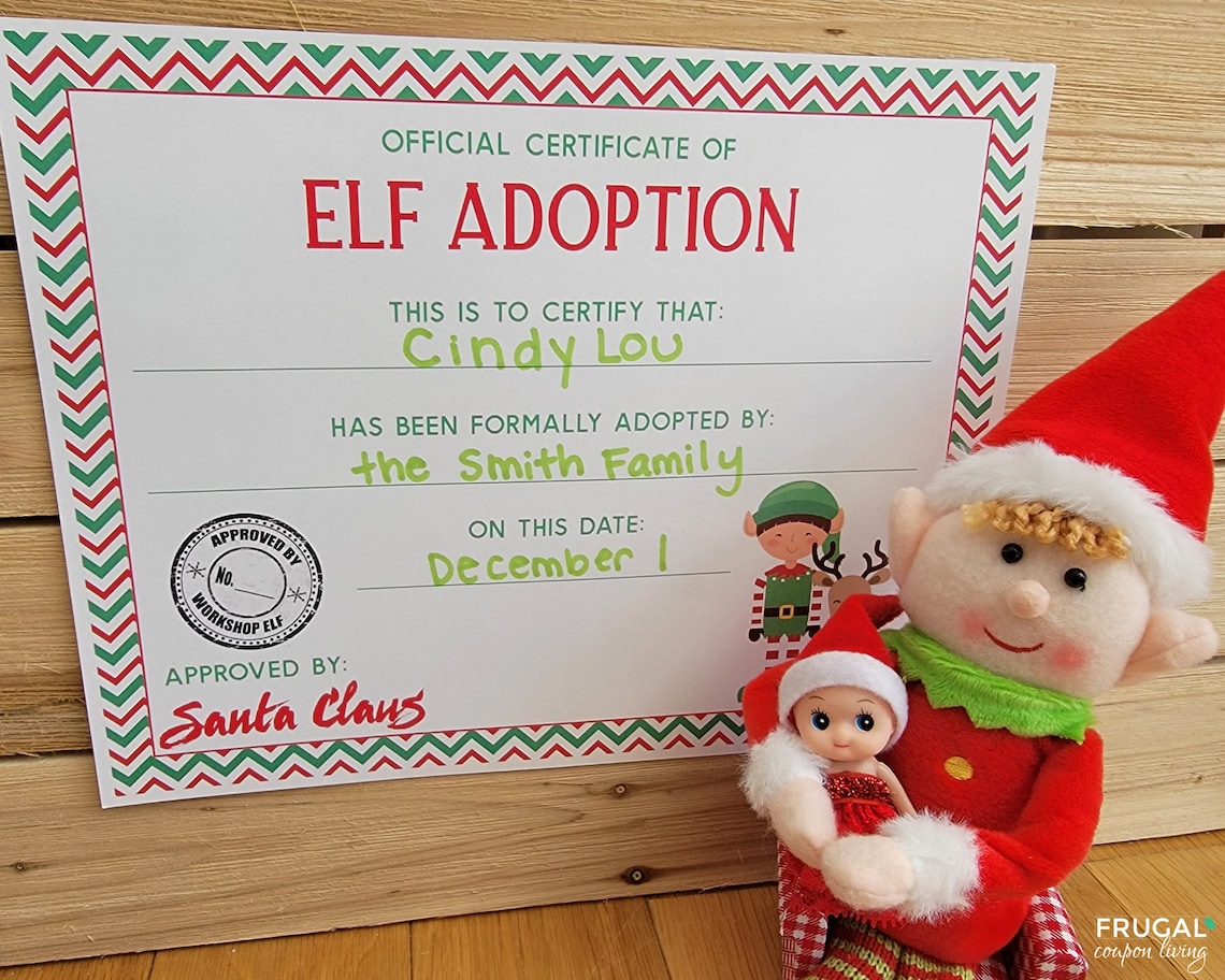 Official Elf Adoption Certificate Printable for Boy Girl or - Etsy