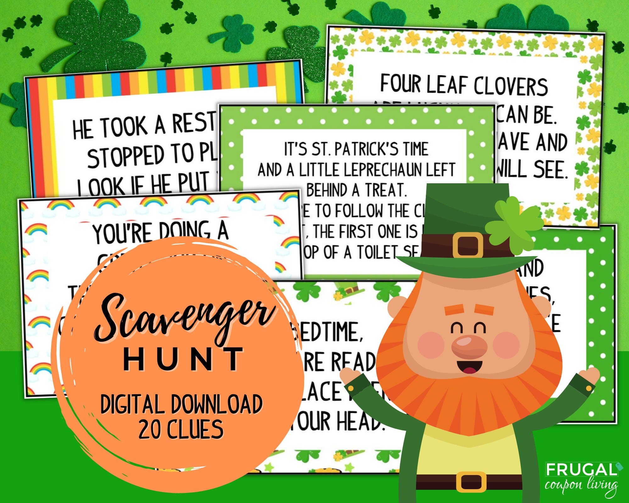 St. Patrick's Day Scavenger Hunt Riddles for Kids Printable, 20 St ...