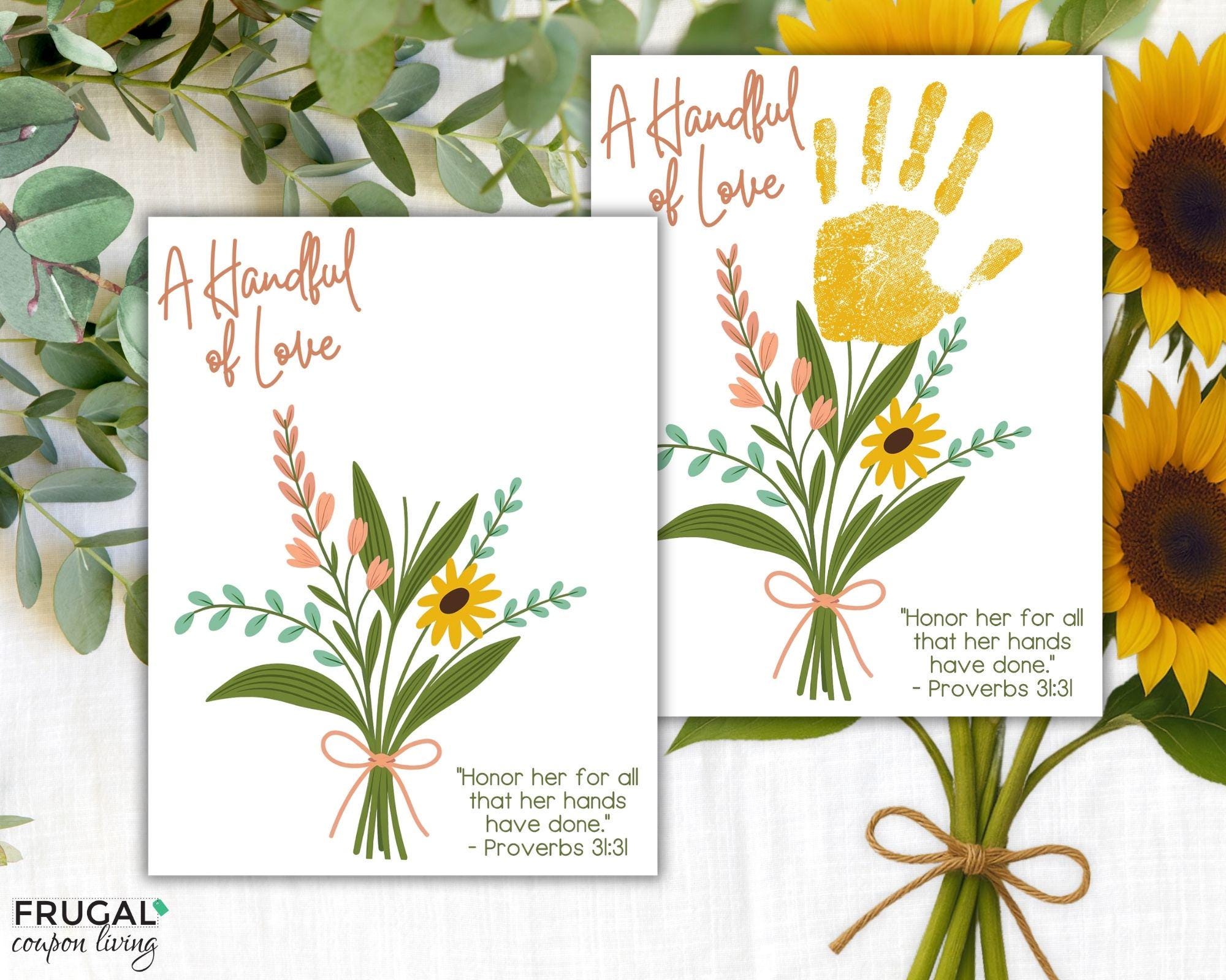 Mothers Day Bible Craft, Mom Handprint Art, Printable Bible Verse Gift ...