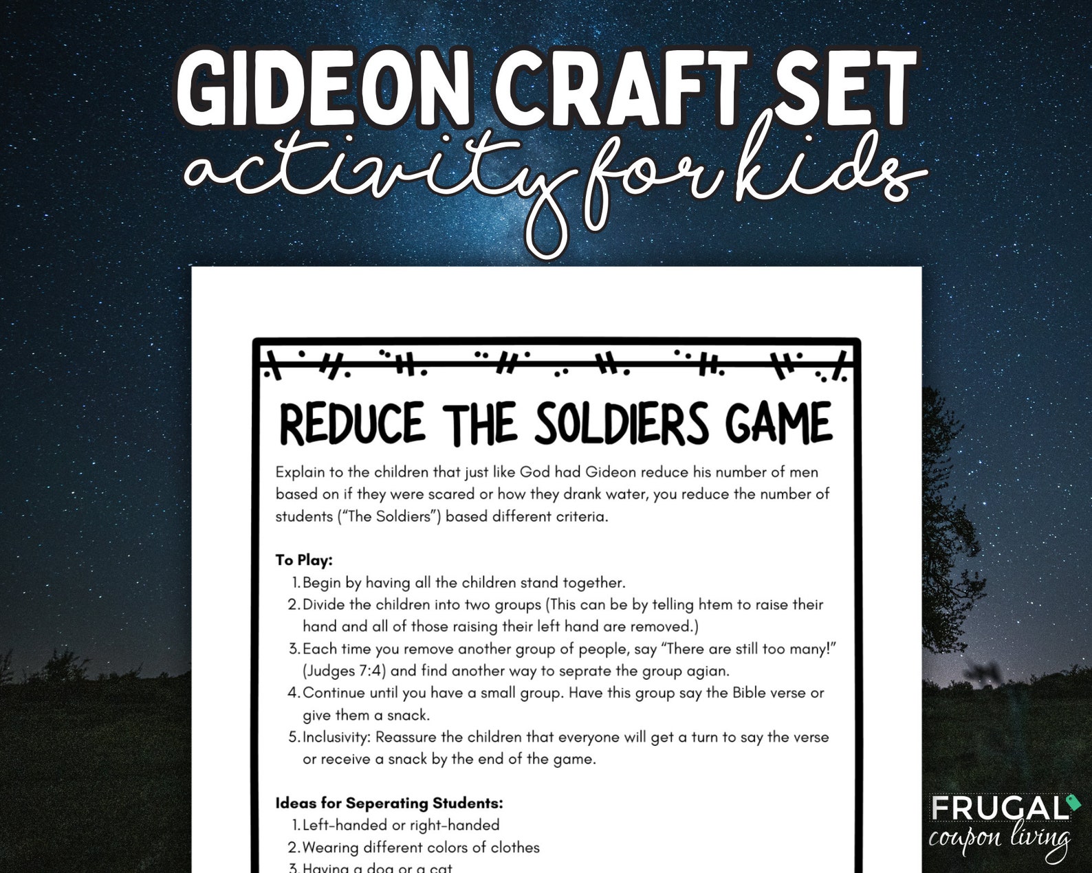 Gideon Craft Bundle for Kids, Judges 6-8 Gideon's Army of 300 Bible ...