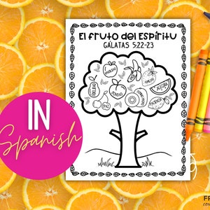 Fruits of the Spirit Spanish Coloring Page, Gálatas 5:22-23 Spanish ...