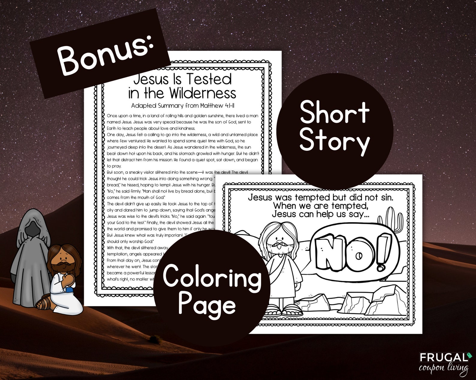 Jesus is Tempted in the Wilderness Activity Mat, Matthew 4:1-11 Bible ...