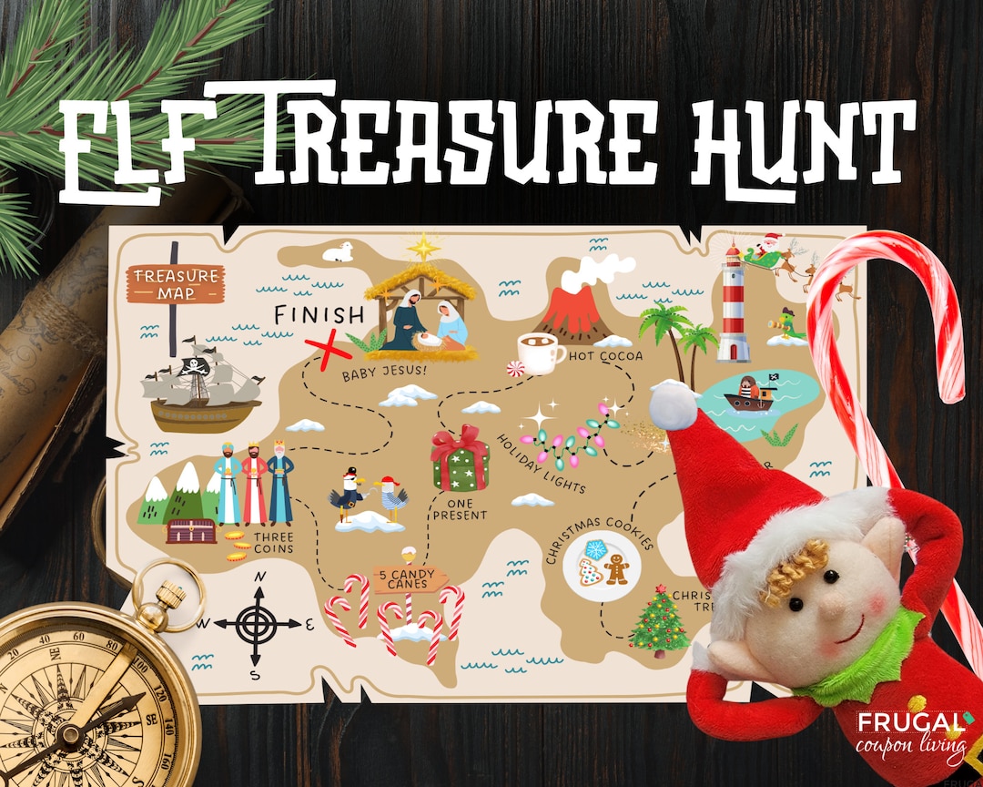Elf Treasure Map for Kids Christmas Treasure Hunt Printable - Etsy