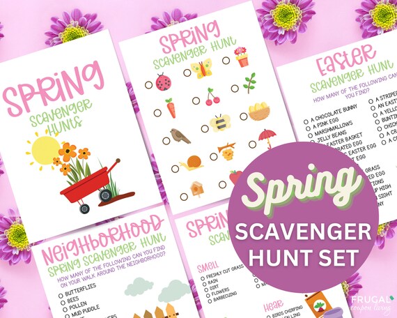 Spring Scavenger Hunt for Kids | Four Fun Kid's Scavenger Hunt Set ...