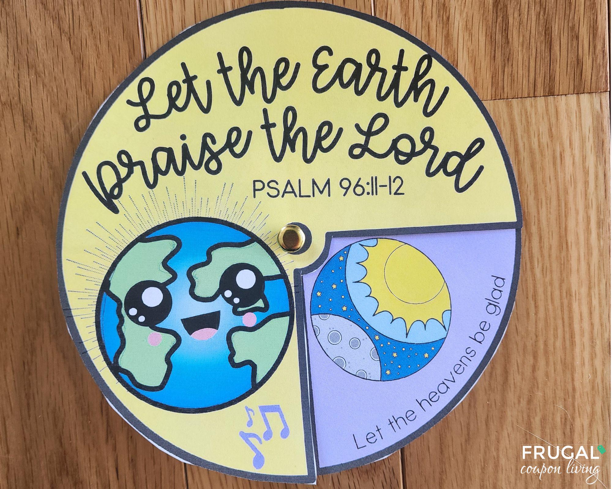 Christian Earth Day Coloring Wheel Printable, God's Creation Worship ...