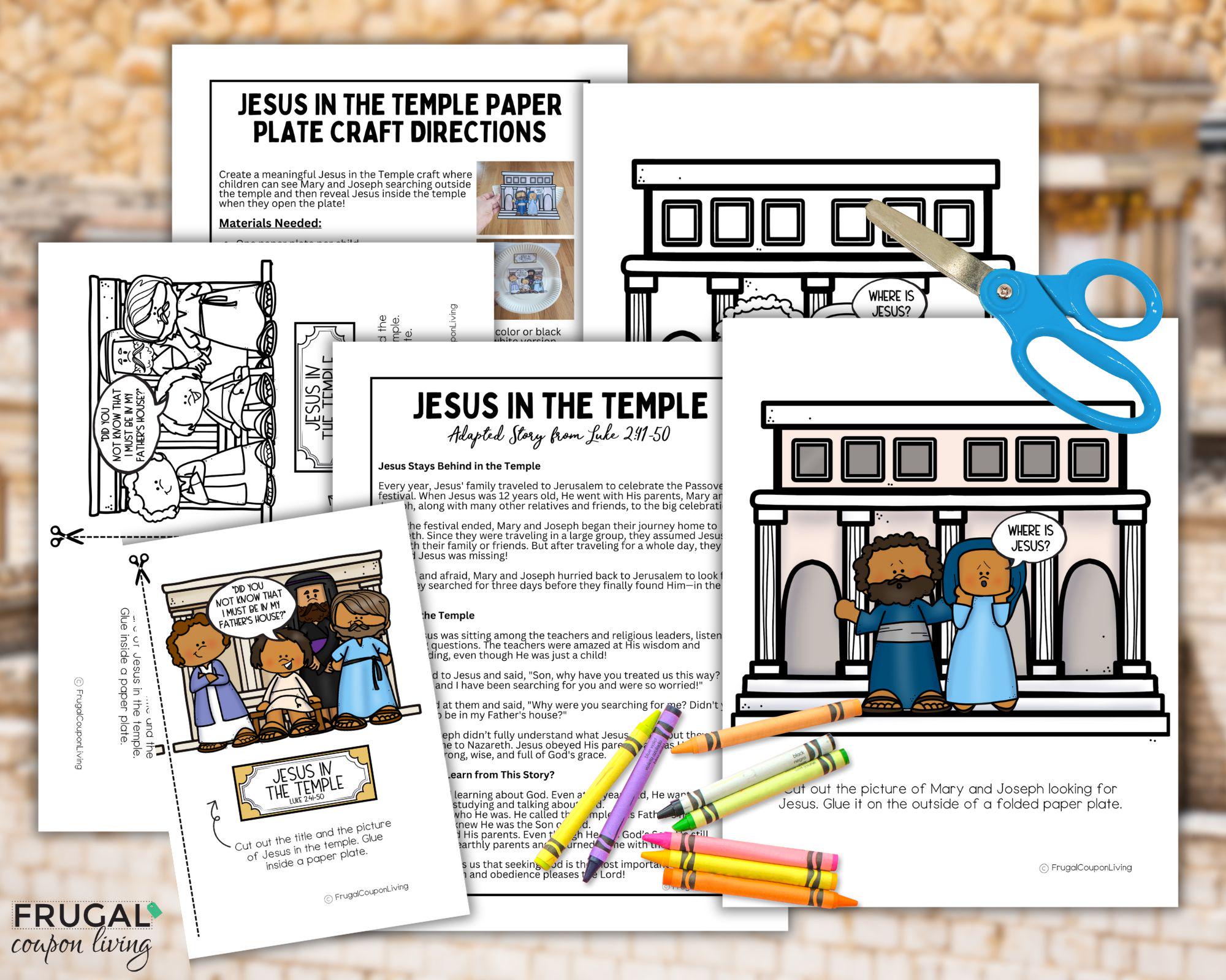 The Boy Jesus in the Temple Craft for Kids, Young Jesus at the Temple ...