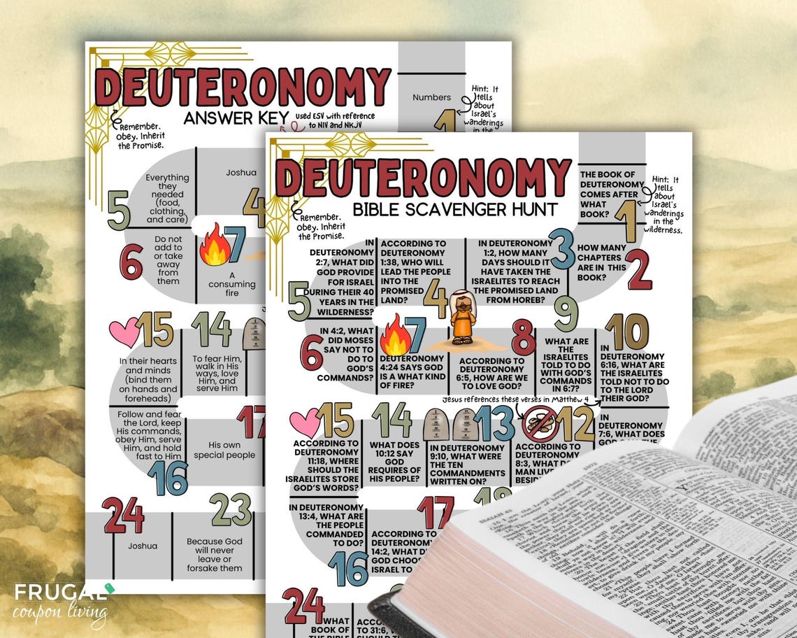 Deuteronomy Bible Scavenger Hunt Printable, Book of Deuteronomy Bible ...