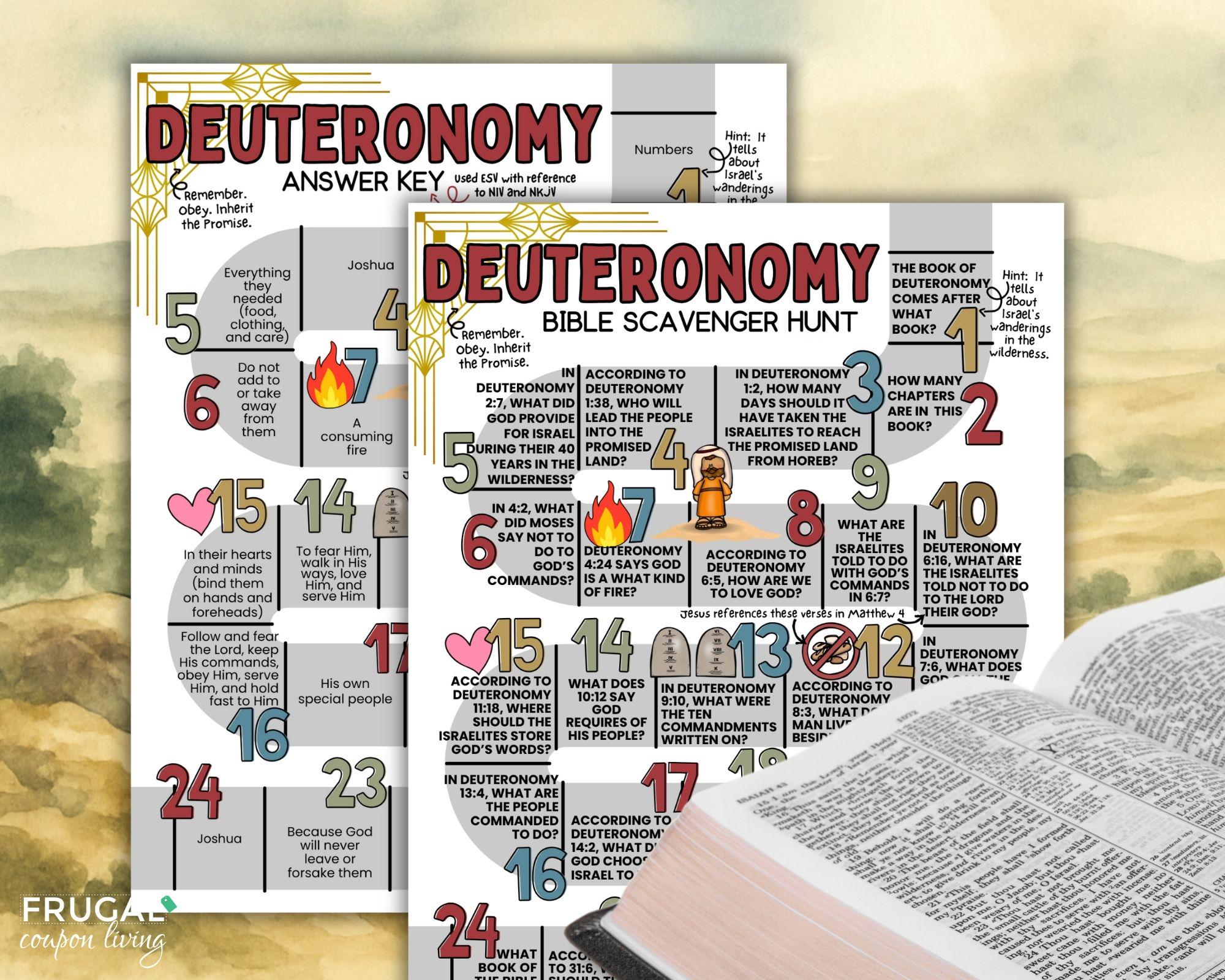 Deuteronomy Bible Scavenger Hunt Printable, Book of Deuteronomy Bible ...
