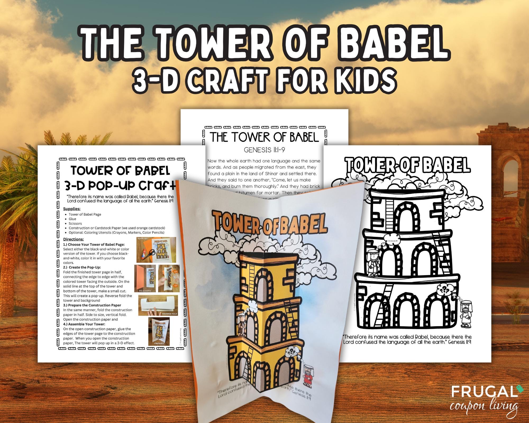 Tower of Babel Pop-up Craft for Kids, Genesis 11:1-9 Tower of Babel ...