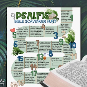 Psalms Bible Scavenger Hunt, Book of Psalms Bible Study Trivia Game ...
