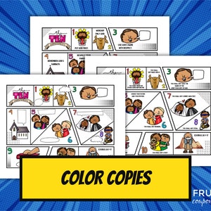 Ten Commandments Bible Comic Strip Printable, Old Testament Comic Art ...