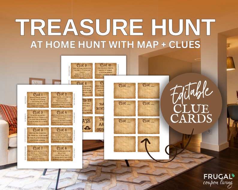 Indoor Treasure Hunt for Kids | Indoor Scavenger Hunt Clues Cards ...