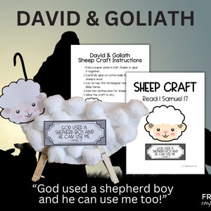 David and Goliath Bible Craft for Kids, David the Shepherd Boy Sheep ...
