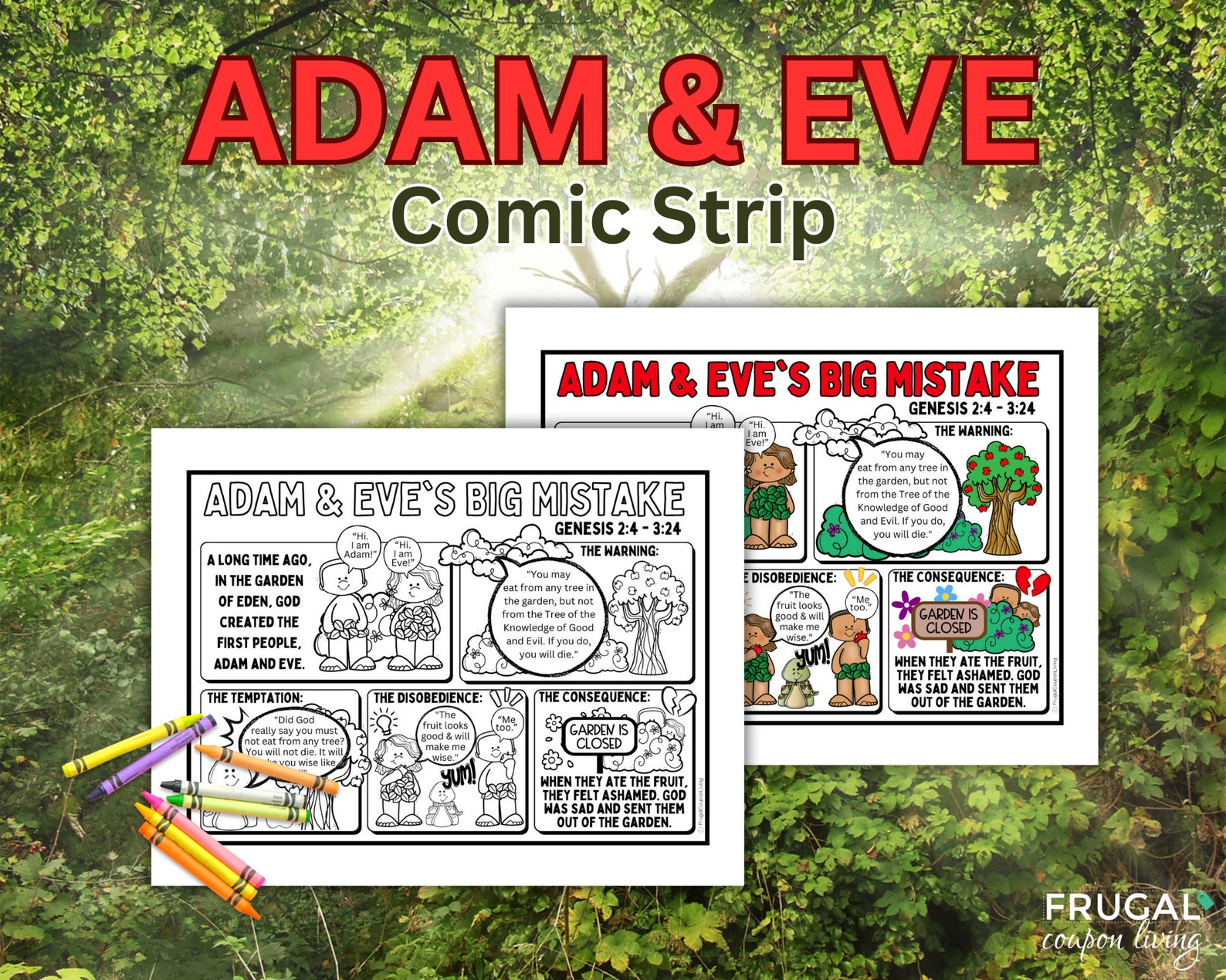 Adam and Eve Crafts for Sunday School Printable Set, Garden of Eden ...