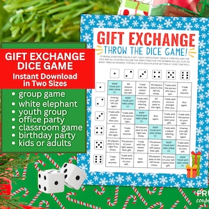 Christmas Gift Exchange Game | Two Dice Gift Exchange Dice Game | White ...