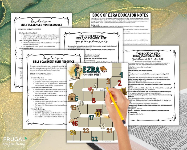 Ezra Bible Scavenger Hunt, Exile to Restoration Bible Trivia Game on ...