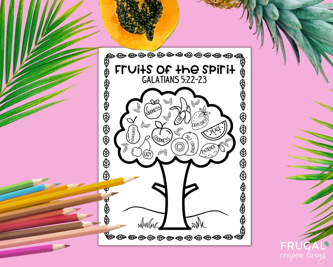 Fruits of the Spirit Coloring Page, Bible Verse Worksheet for Kids ...