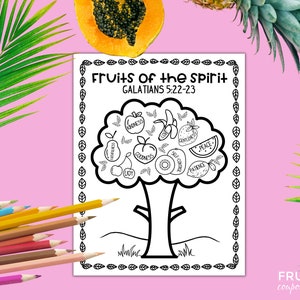 Fruits of the Spirit Coloring Page, Bible Verse Worksheet for Kids ...