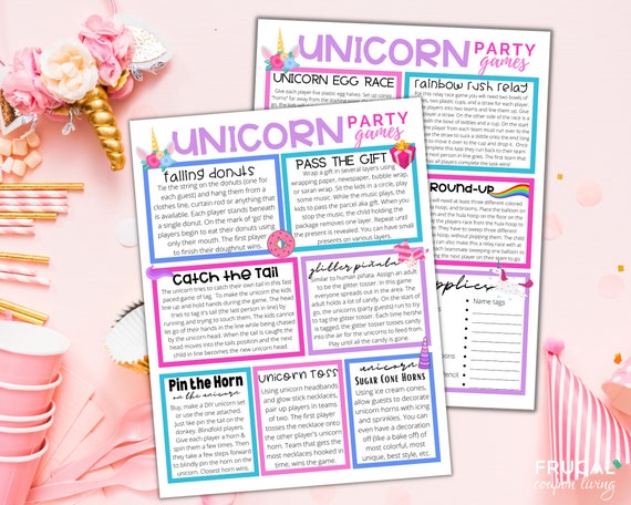 Fun Unicorn Party Games Unicorn Birthday Party Activity for | Etsy
