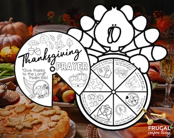 Give Thanks Thanksgiving Prayer Kids Coloring Wheel Printable Craft, I ...