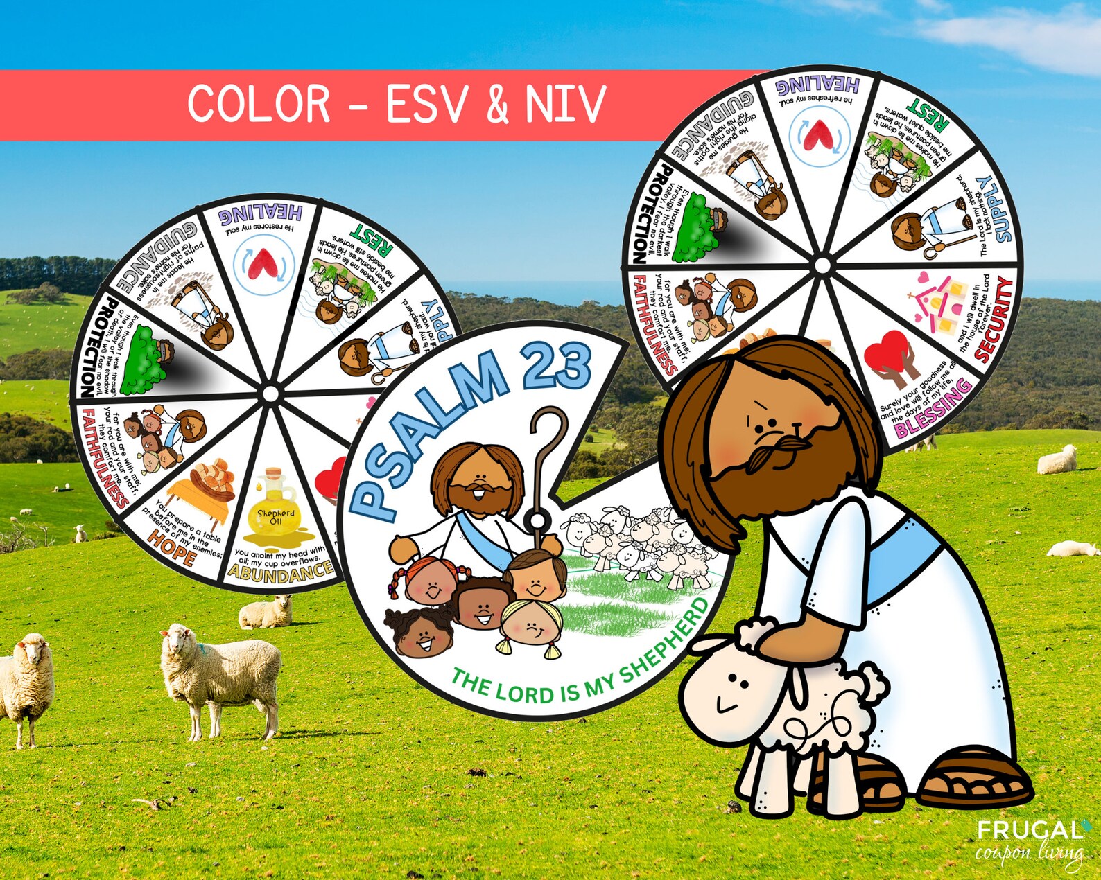 Psalm 23 Coloring Wheel Printable | the Lord is My Shepherd Bible Story ...