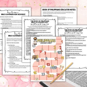 Philippians Bible Scavenger Hunt, Book of Philippians Bible Study, New ...