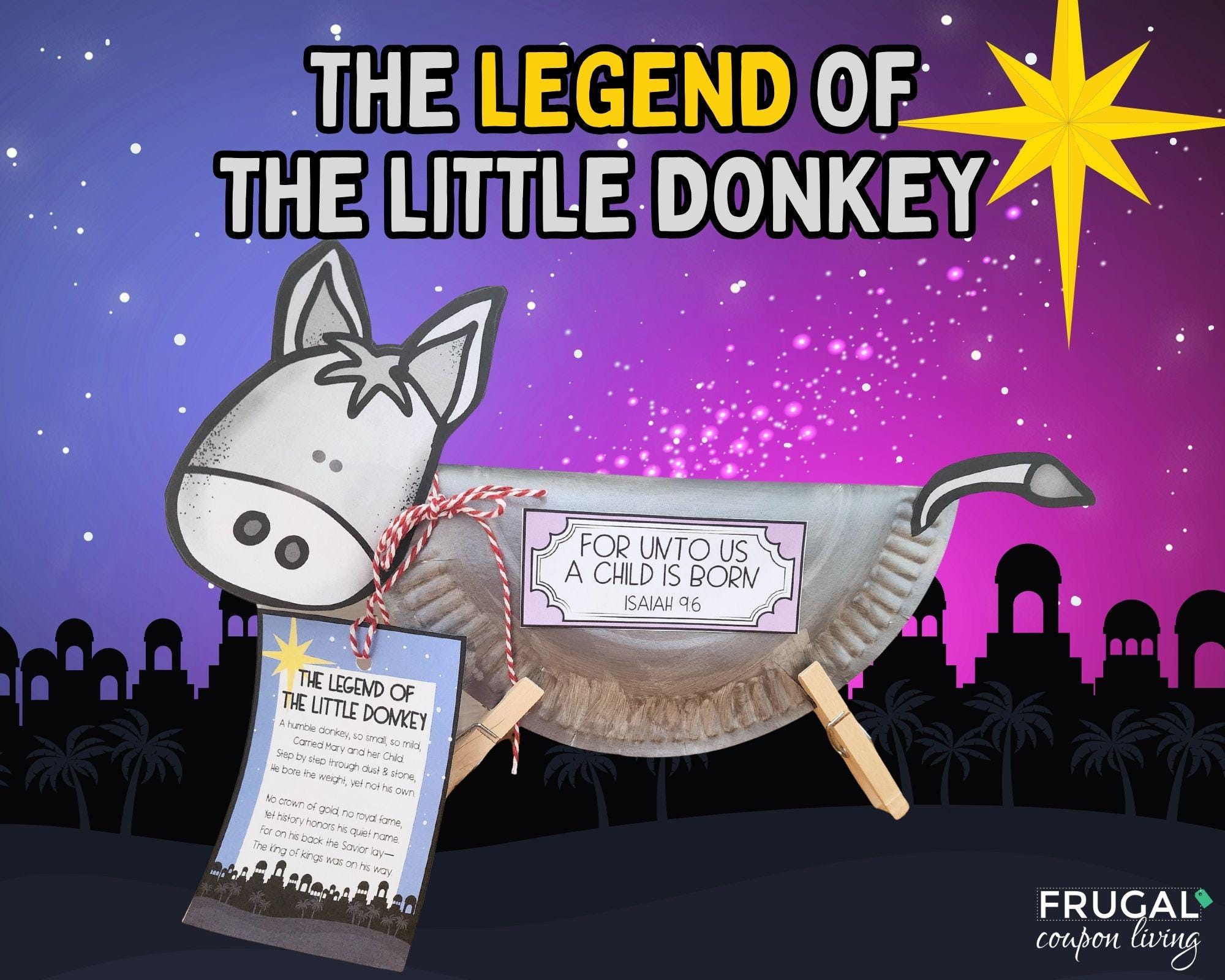 The Legend of the Little Donkey Craft for Kids, Christmas Donkey Paper ...