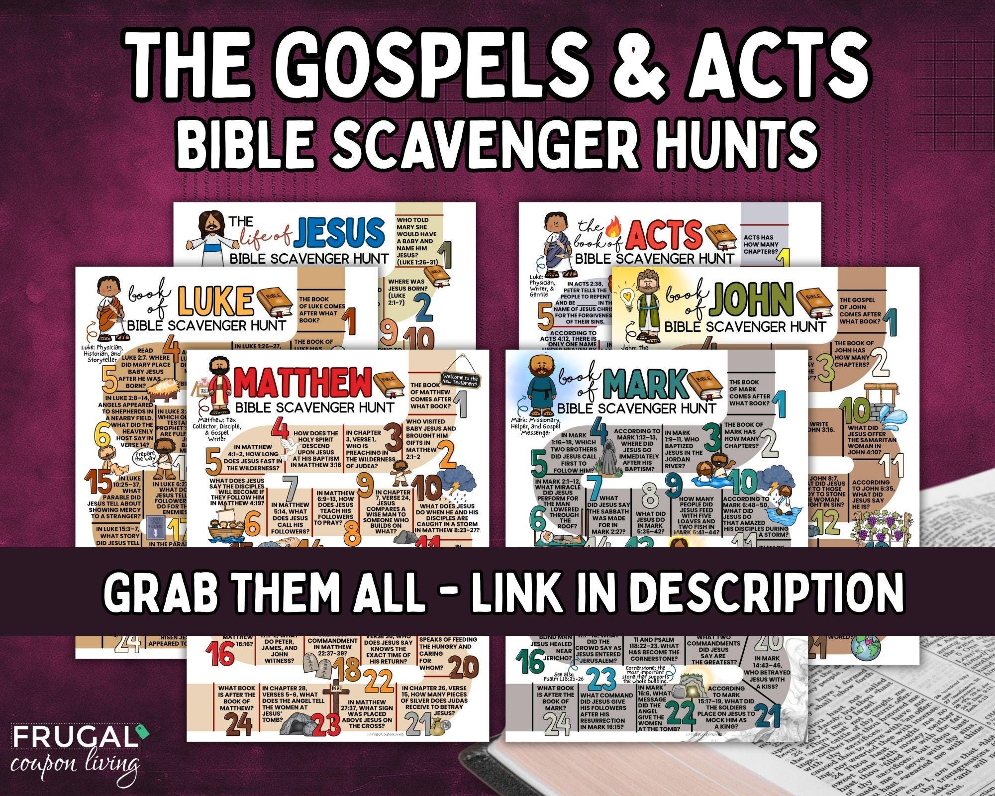 Mark Bible Scavenger Hunt, the Life and Ministry of Jesus New Testament ...