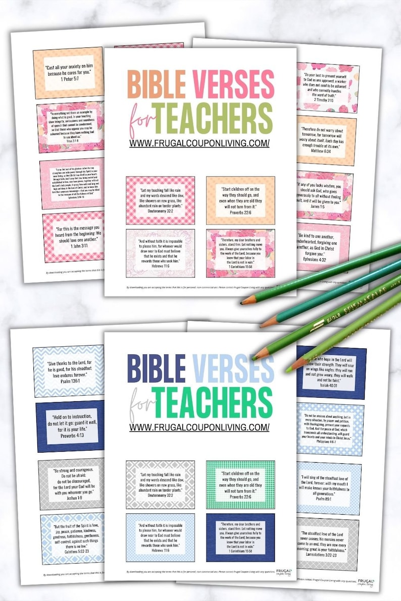 20 Encouraging Printable Scripture Cards | Sunday School Teacher Gift ...