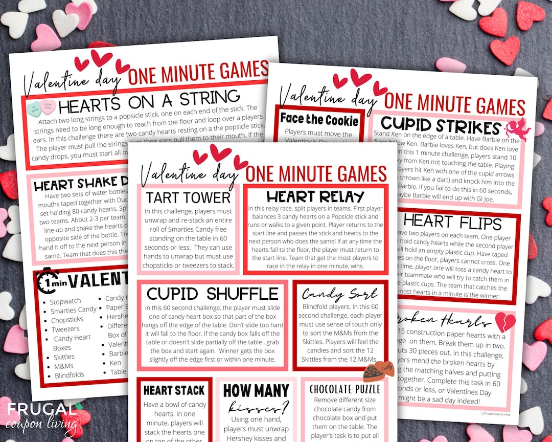 Valentine's Day One Minute Games, 60-second Challenge Valentine's Day ...