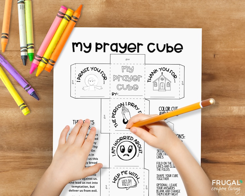 Prayer Cube Printable Kids' Sunday School | Lord's Prayer Sunday School ...