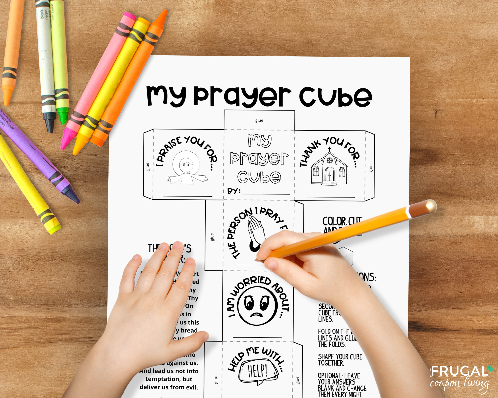 Prayer Cube Printable Kids' Sunday School | Lord's Prayer Sunday School ...