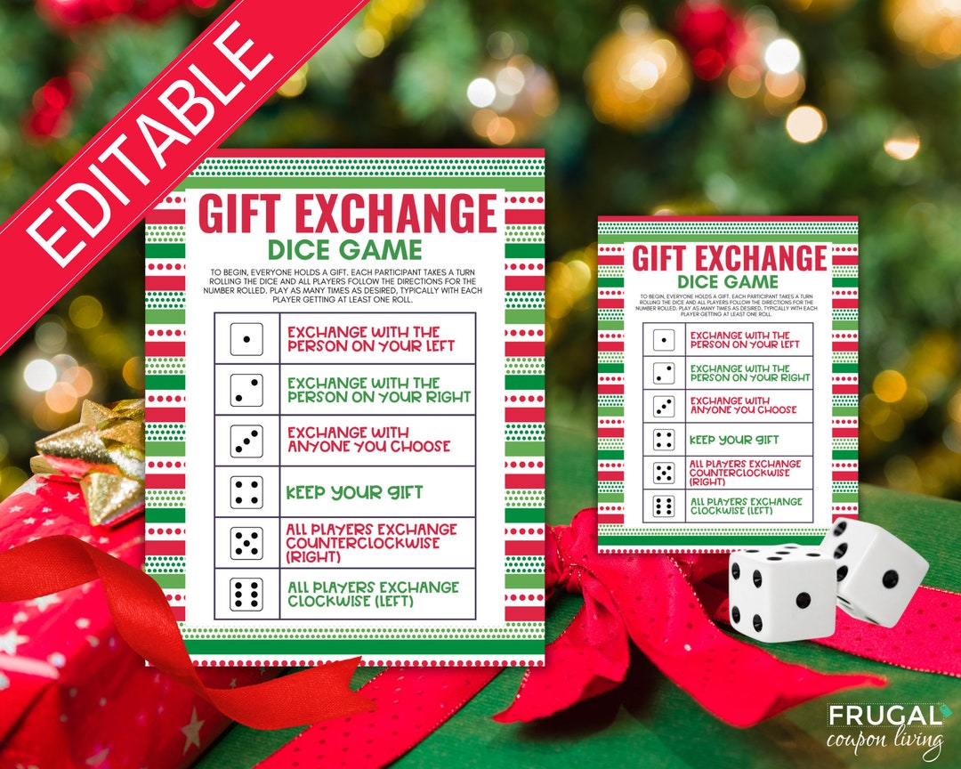 White Elephant Gift Exchange Game | Christmas Gift Exchange Dice Game ...