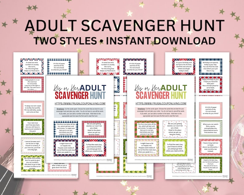 Adult Scavenger Hunt Printable At Home Adult Scavenger Hunt Etsy