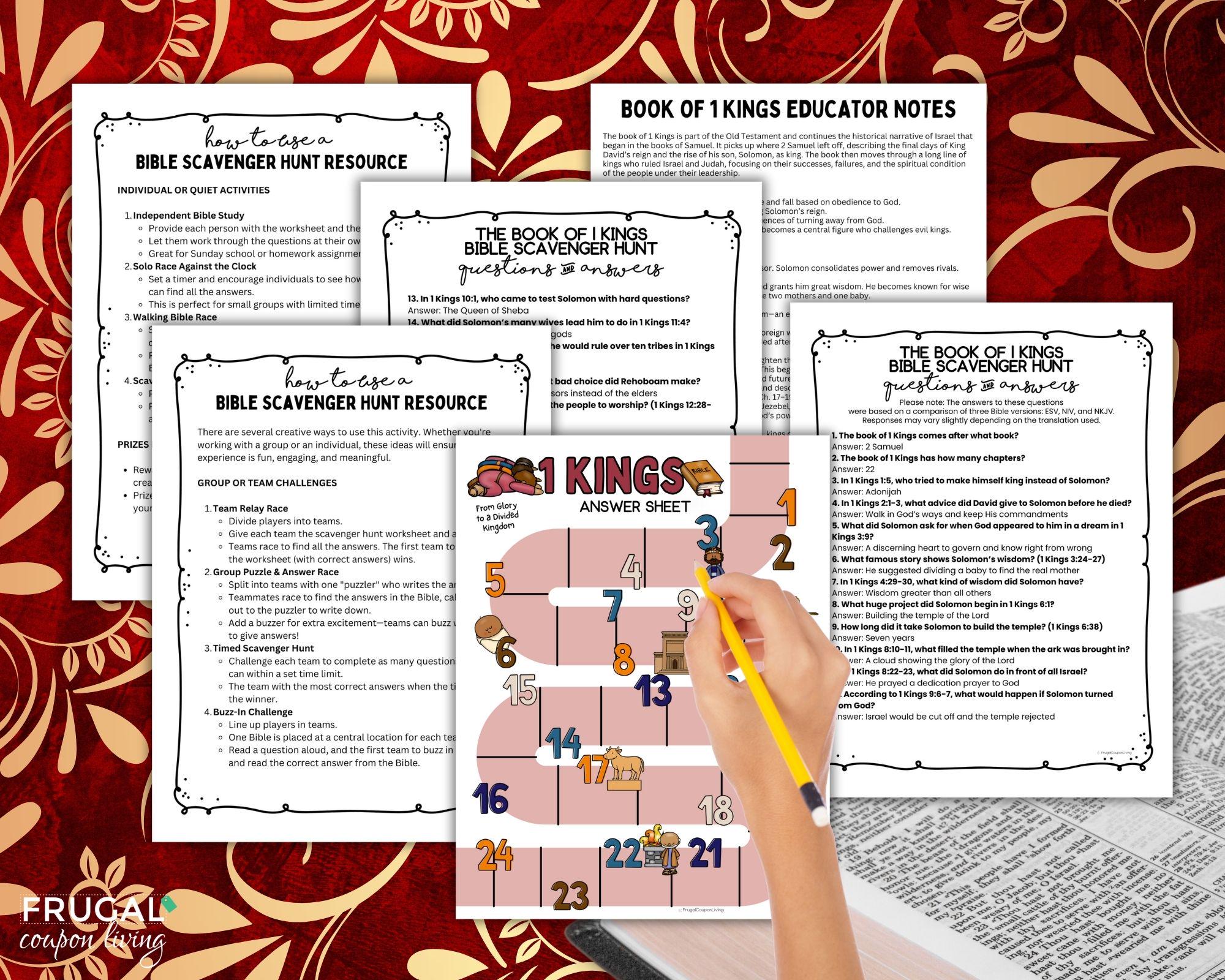 1 Kings Bible Scavenger Hunt, Israel’s Split Book of 1 Kings Bible ...