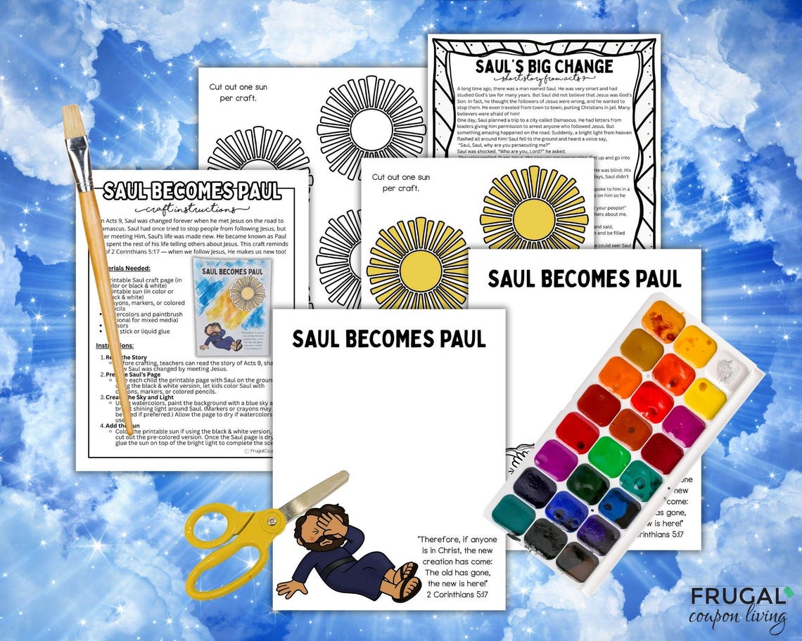 Conversion of Saul Art for Kids, Saul Becomes Paul Bible Craft, Paul ...