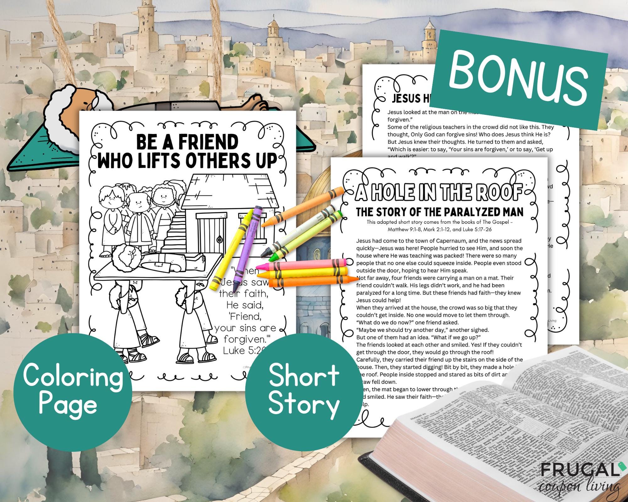 Jesus Heals a Paralyzed Man Craft, Printable Miracles of Jesus Activity ...