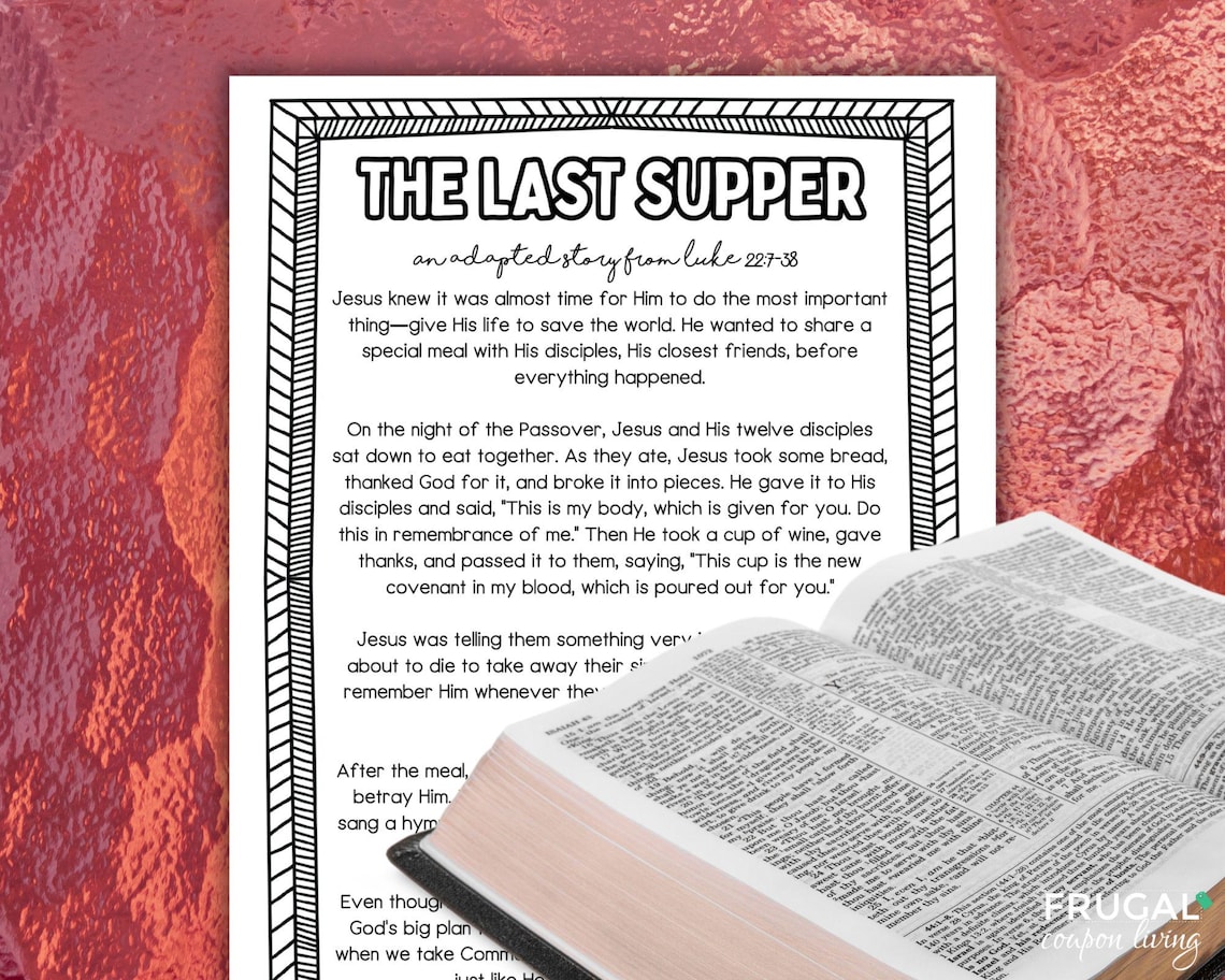 Last Supper Activity Mat, Jesus Last Supper Bread and Wine, Maundy ...