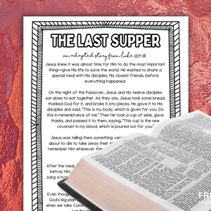 Last Supper Activity Mat, Jesus Last Supper Bread and Wine, Maundy ...