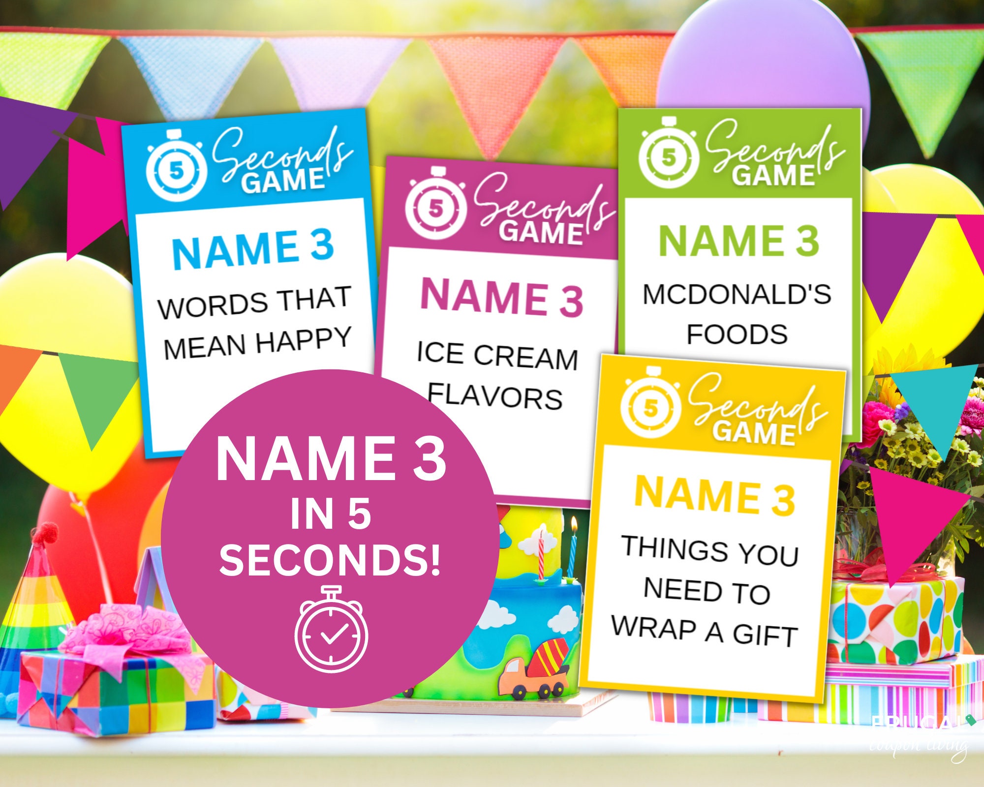 5 Second Birthday Game Printable 156 Editable 5 Second Game - Etsy